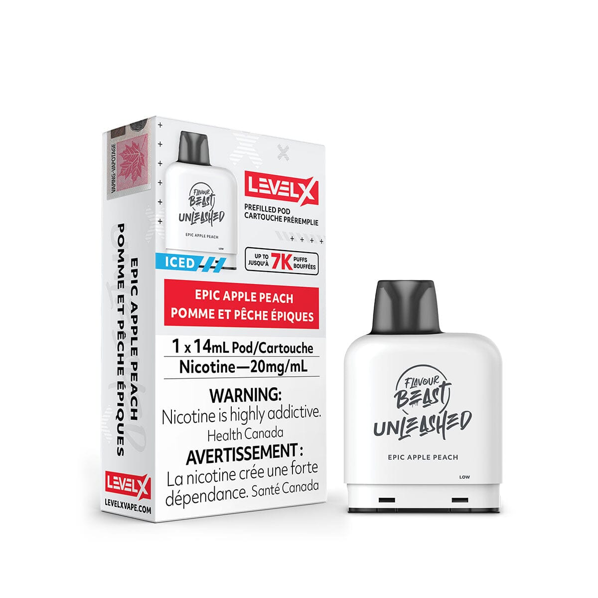 Level X Flavour Beast Unleashed Epic Apple Peach Disposable Vape Pod ...
