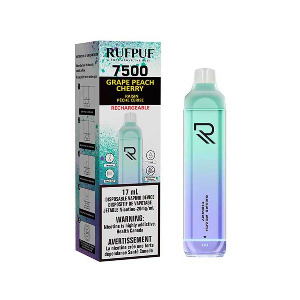 Gcore RUFPUF 7500 Grape Peach Cherry Disposable Vape Pen | VapeMeet ...